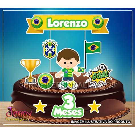 Topo Topper De Bolo Copa Do Mundo Brasil Futebol Personalizado