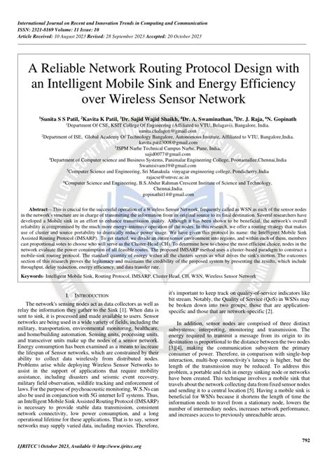 Pdf A Reliable Network Routing Protocol Design With An Intelligent Mobile Sink And Energy