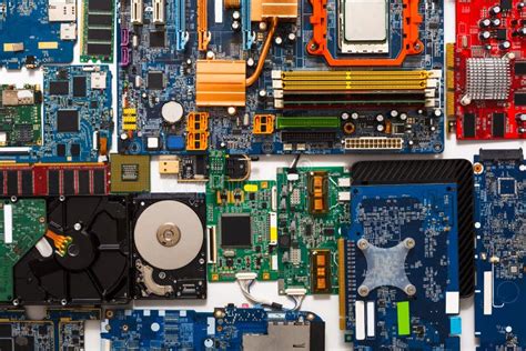 Computer Microcircuits And Hdd Disassembled Close Up Stock Image