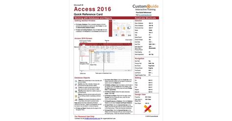 microsoft access 2016 free quick reference card free tips and tricks