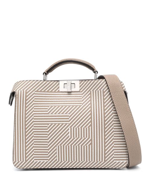 Fendi Mini Peekaboo Iseeu Tote Bag In Neutrals Modesens
