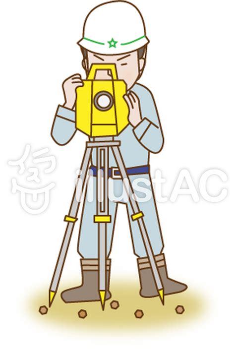 工事現場の測量をする男性イラスト／無料イラストなら「イラストac」