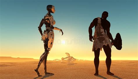 Robot And Man Stock Illustration Illustration Of Nude 263306215