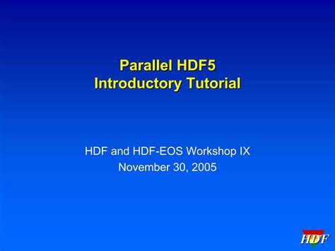 parallel hdf5 introductory tutorial ppt