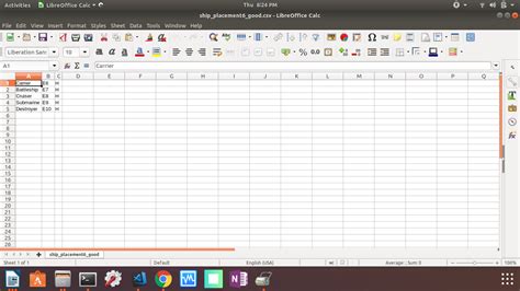 Электронная таблица Calc