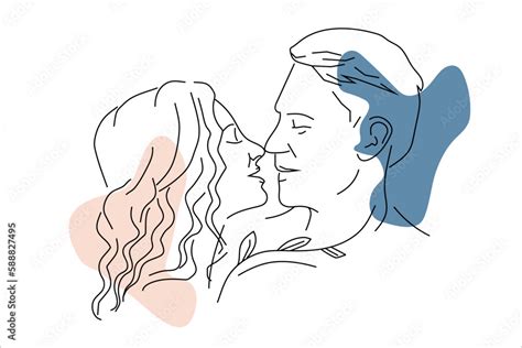 Couple One Line Drawing Design Vector Isolated Cover Poster Design