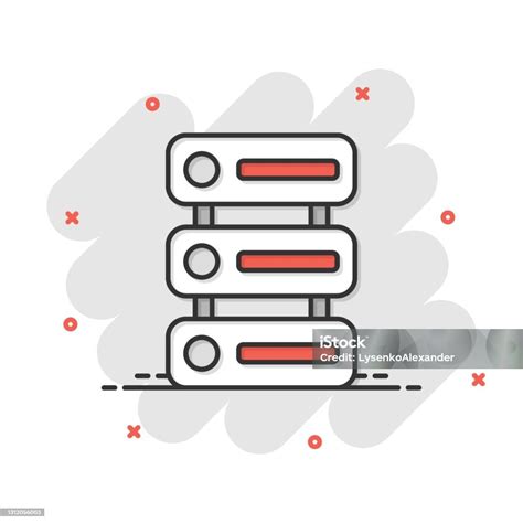 Ikon Pusat Data Dalam Gaya Komik Ilustrasi Kartun Vektor Server Pada