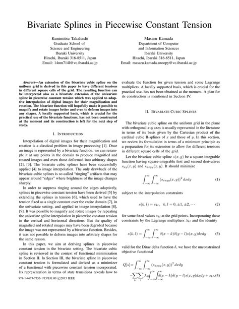 Bivariate Splines In Piecewise Constant Tension Kunimitsu Takahashi