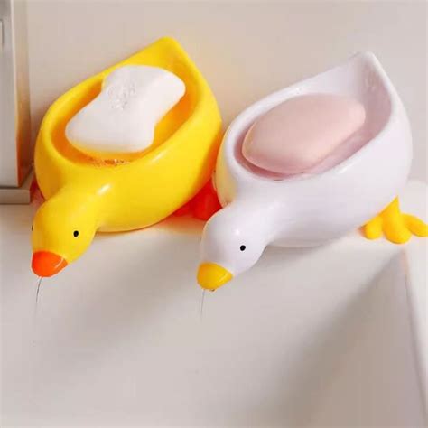 Soap Tray Self Draining Soap Rack Cute Duck Shaped Creative Rack For