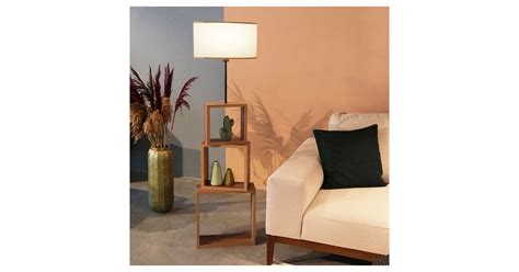 Lampada Con Mensole Effetto Legno 20x37x140 Cm 60W Rovere E Crema