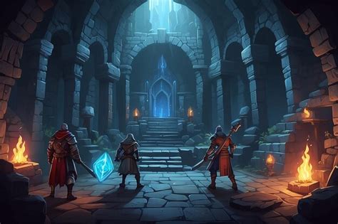 Dungeon Crawler Game Illustration Mockup Premium Ai Generated Image