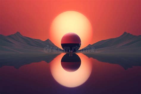 Minimalist And Surreal Grunge Landscape Made Of Geometric Shape Stock Illustration