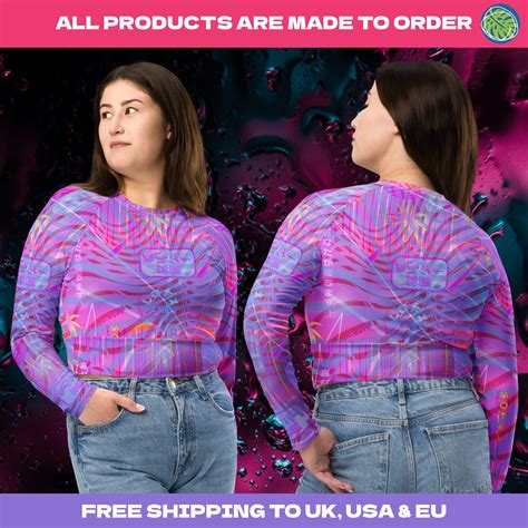 Purple Vaporwave Underboob Crop Top Synthwave Style Clothing Clubbing
