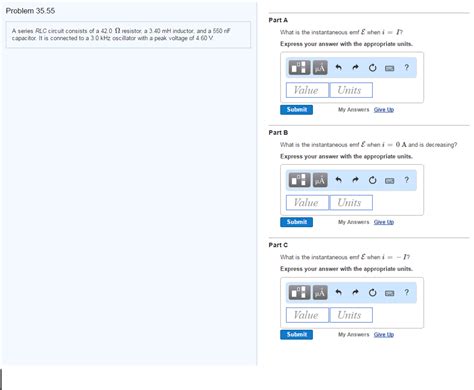Solved A Series Rlc Circuit Consists Of A 42 0 Ohm Resistor