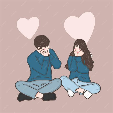 Premium Vector Happy Love Couple Fall In Love Illustration Valentine