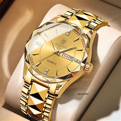 Stainless Steel Watch Men Gold Mens Waterproof Watches Luxury Men