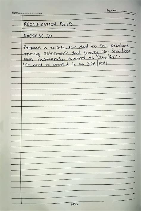 30 Rectification Deed Date Rectieication De Ed Exercise 30 Page No