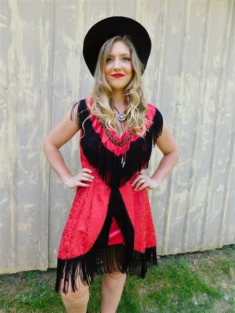 1980s Old Timey Fringe Western Saloon Girl Costume Wi Gem