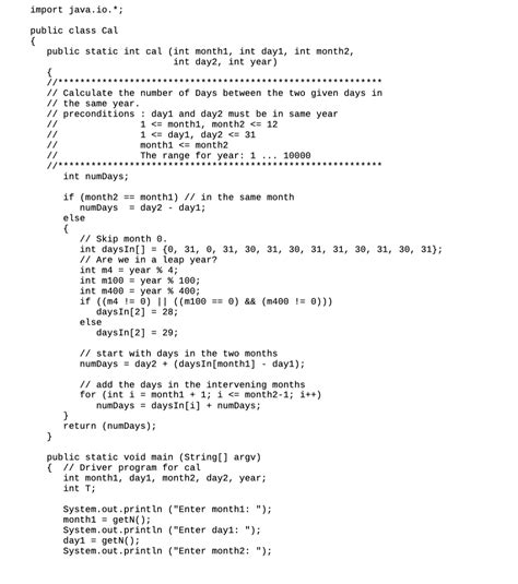 [solved] using the provided cal class located below do the following