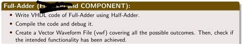 Solved Please Write Hdl Full Adder Code Using Half Adders By Quartz