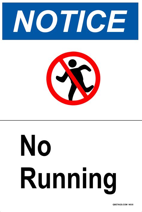 No Running Sign Safe School Notice No Pushing Running Shoving Sliding