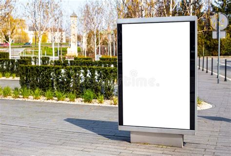 Vertical Small Billboard In The City On The Sidewalk Mock Up For Advertising Or Announcements