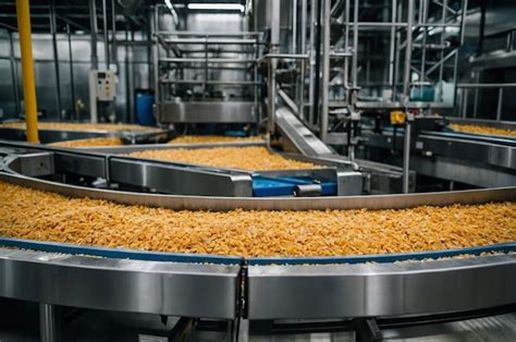 detailed view of food processing conveyor belt premium ai generated image