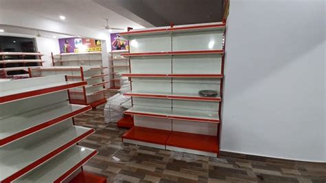 Mild Steel Free Standing Unit Retail Display Shelves For Supermarket