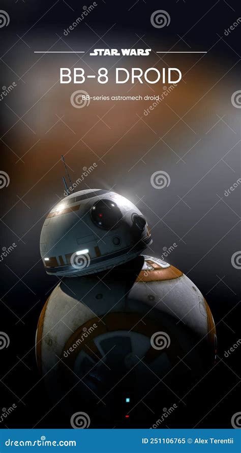 Star Wars Bb 8 Droid 3d Illustration Poster Editorial Image