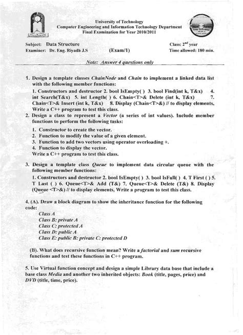 Solution Final Exam In Data Structures With Solutions Studypool