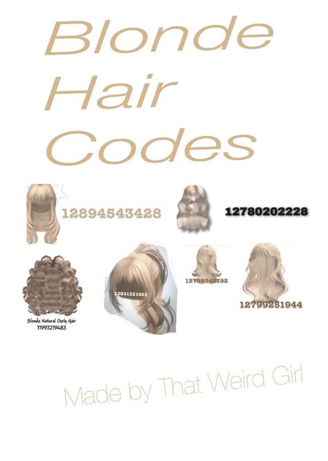 Bloxburg Blonde Hair Codes 👱🏻‍♀️ Blonde Curls Blonde Curly Hair