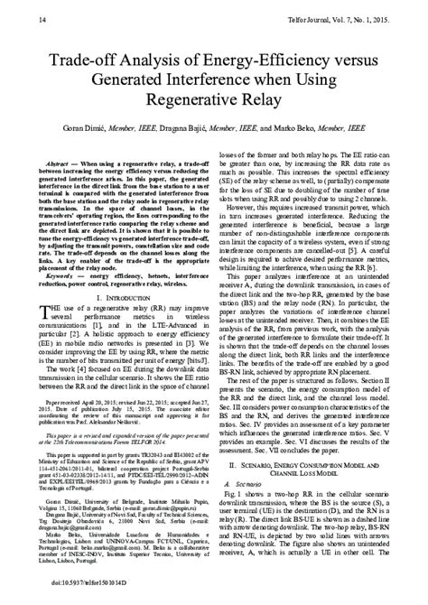 Pdf Trade Off Analysis Of Energy Efficiency Versus Generated Interference When Using