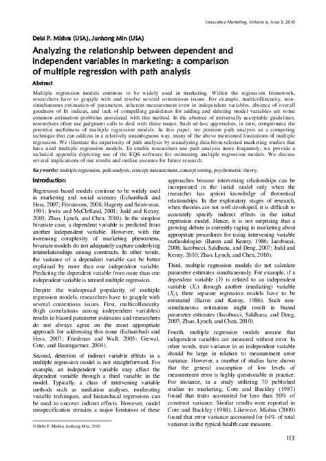 Pdf Analyzing The Relationship Between Dependent And Independent