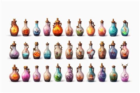 Premium Ai Image Fantasy Ornate Potion Bottles Game Elements