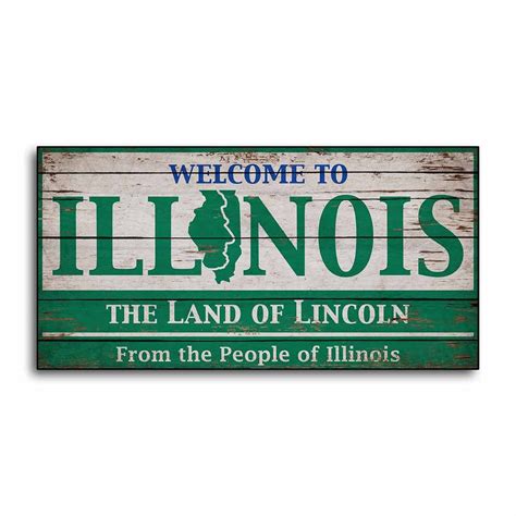 Illinois Welcome Sign Wood Sign Signage Wooden Highway Signs Home Wall