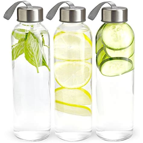 18oz Glass Water Bottles 6 Pack Nylon Protective Sleeves Airtight