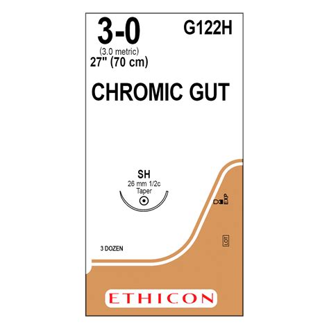 Jandj Ethicon Suture Chromic Gut 3 0 With Sh 26mm 1 2 Circle Taper Point