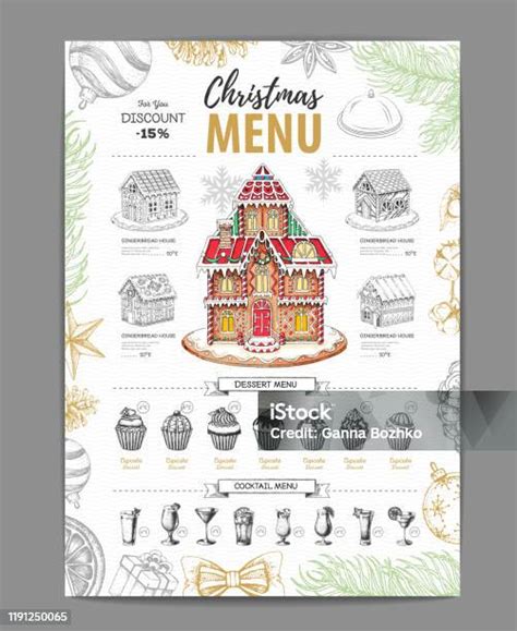 Conception De Menu De Noel Avec La Maison Douce De Pain Dépice Et Les