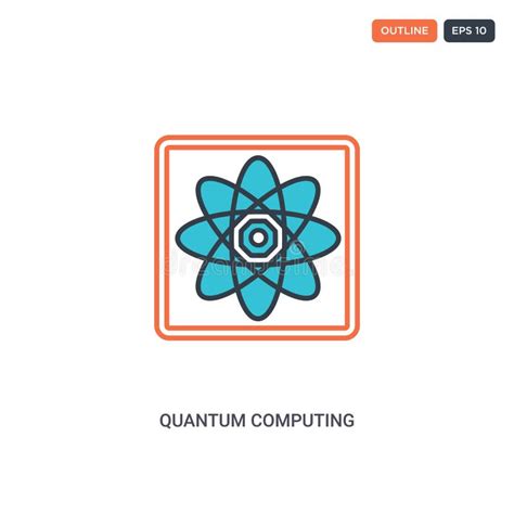 2 color quantum computing concept line vector icon isolated two