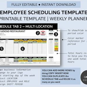 Employee Scheduling Template For Excel And Google Sheets Multi Roles Location Shift Period