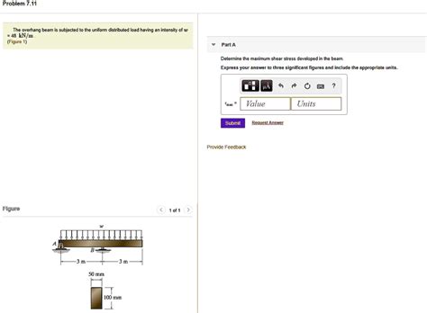 Problem 7 11 The Overhang Beam Is Subjected To The Uniform Distributed Load Having An Intensity