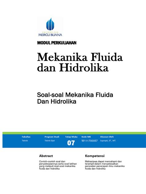 Modul 7 Soal Dan Penyelesaian Mekanika Fluida Dan Hidrolika Pdf