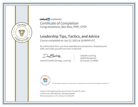 Ben Wax Pmp Cpsp On Linkedin Certificate Of Completion