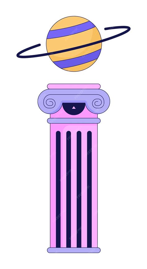 Premium Vector Mystery Ancient Column Ring Planet 2d Linear Cartoon