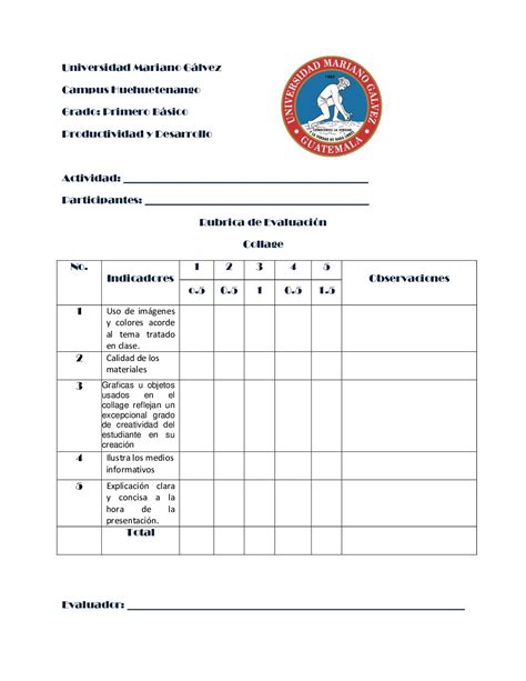 Rubrica Para Evaluar Un Collage Pdf Vrogue Co