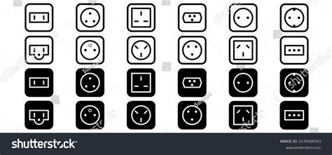 Electrical Socket Types Vector Icon Set Stock Vector Royalty Free Shutterstock