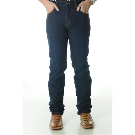 CalÇa Jeans Tradicional Masculina Azul Escuro Com Elastano Reizinho Botas