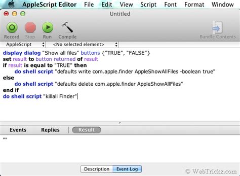 Create Shortcut To Show Hide Hidden Files In Mac OS X