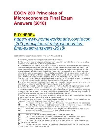 Econ Principles Of Microeconomics Final Exam Answers