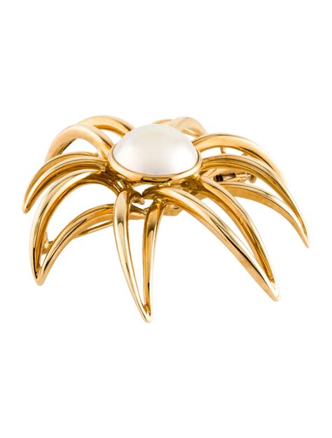 Tiffany And Co Vintage 18k Mabé Pearl Fireworks Brooch 18k Yellow Gold